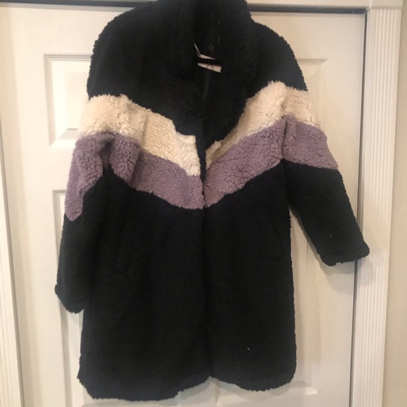 Love Tree | Jackets & Coats | Shaggy Faux Fur Black Striped Lined ...